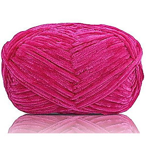 1 PCS 100g Soft Chenille Yarn Velvet Yarn for Crocheting,Fluffy Yarn for Knitting and Crochet DIY Craft,Warm Yarn for Bag Hat Scarve Clothe Gloves Slippers Doll（Rose Red）