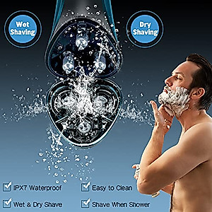 Electric Shaver for Men USB Rechargeable Cordless Rotary Razor LCD Display Pop-up Sideburn Trimmer IPX7 Waterproof Wet Dry Shaver for Beard Face Hair 100-240V Worldwide Travel Gift for Him