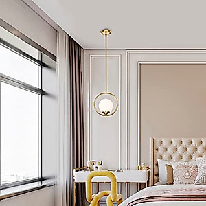 LaLuLa Modern Gold Pendant Lights 1-Light Frosted Glass Pendant Light Fixture Pendant Lights for Kitchen Island