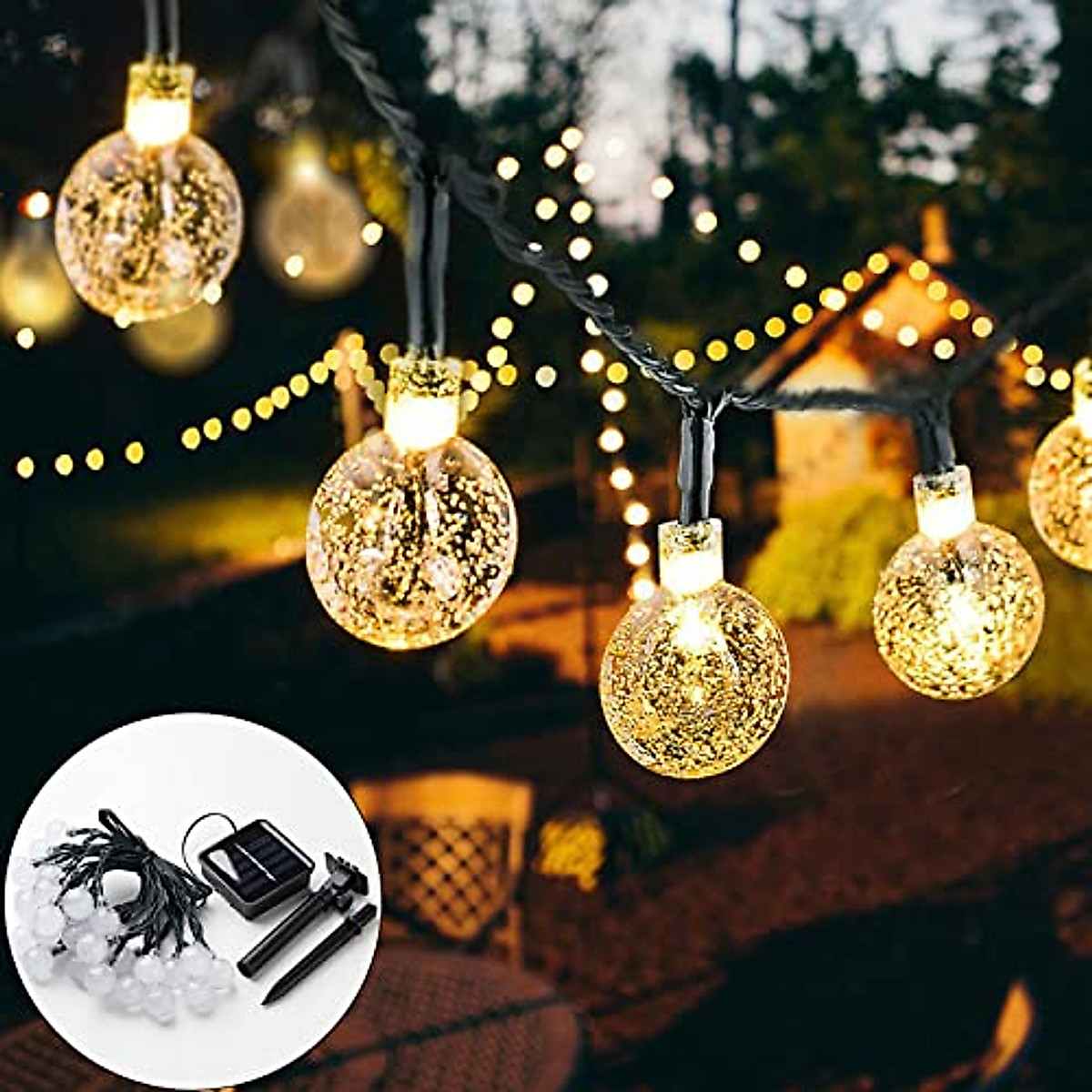 50 LED 9.5M Warm White LEDs Crystal Ball Solar Lamp Power LED String Fairy Lights for Home Outdoor Garlands Garden Christmas Decor