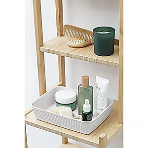 Superio Ribbed Collection - Decorative Plastic Desk Drawer Organizer Tray, White (Set of 5) Open Home Storage Bins Organizer Baskets, for Organizing Closet Shelves Drawer Shelf