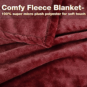 Tirrinia Wearable Fleece Blanket with Sleeves for Adult Women Men, Super Soft Comfy Plush TV Blanket Throw Cuddly Wrap Cover for Bed Sofa and Couch 73" x 51'' Wine