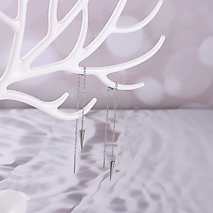 Drperfect 12Pairs Stainless Steel Threader Earrings for Women Chain Tassel Earrings Double Twist Wave Dangle Drop Chain Earrings Set