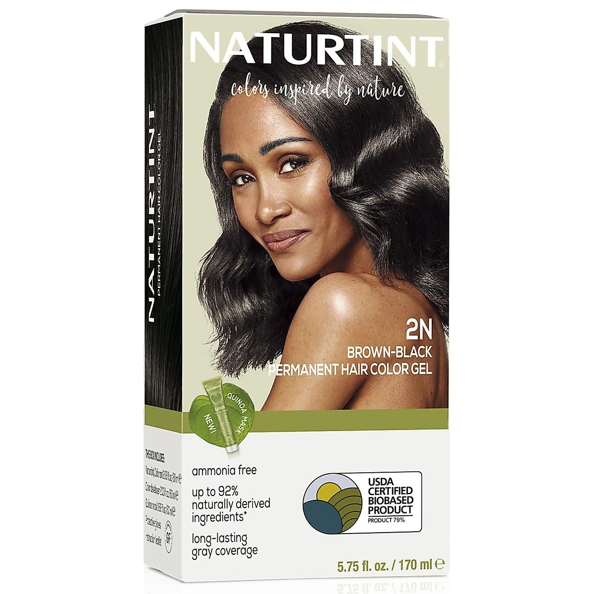 Naturtint 2N Brown Black Permanent Hair Color (Pack of 1), Ammonia Free, Vegan, Cruelty Free, up to 100% Gray Coverage, Long Lasting Results (Packaging may vary)