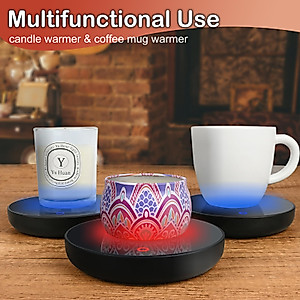 Large Candle Warmer Plate, Coffee Mug Warmer with Timer, Electric Wax Melt Warmer for Scented Wax, Home Fragrance Candles Jar Warmer Safely Releases Scents Without a Flame