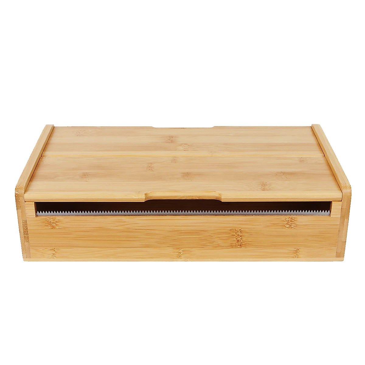 Calsign Plastic Wrap Dispenser with Cutter Bamboo 2 in 1 Aluminum Foil Organizer and Wax Paper Holder for Kitchen Drawer Compatible with 12" Roll Parchment Paper Cling Wrap Reusable Dual Organization