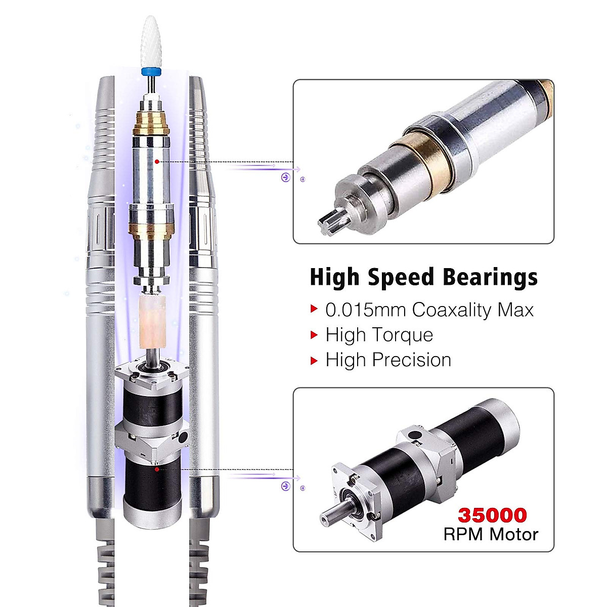 IMENE Brushless Nail Drill Handpiece