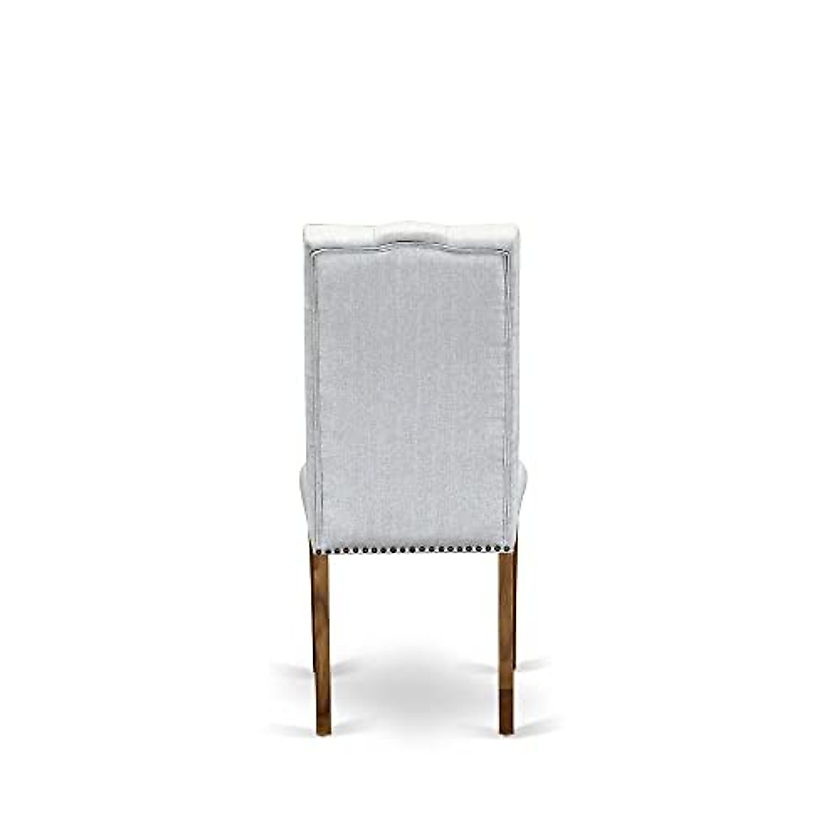 East West Furniture HBEL5-AWA-05 5 Piece Dining Set Includes a Round Dining Room Table with Pedestal and 4 Grey Linen Fabric Upholstered Chairs, 42x42 Inch, Walnut