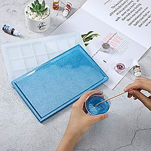 2 Pieces Silicone Rolling Tray Mold Rectangle Serving Tray Molds Large Coaster Resin Mold Silicone Plate Casting Mold with Sides for DIY Craft Epoxy Resin Making Coin Dish Jewelry Holder Trinket Tray