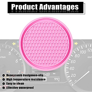 4 PCS Honeycomb Anti Slip Silicone Car Coasters, Universal Auto Fixed Tea Coaster (Pink)