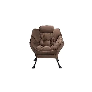 TURRIDU Lazy Chair with Ottoman,Modern Lounge Chair Accent Chair with Armrests and a Side Pocket,Leisure Sofa Chair Reading Chair for Living Room,Bedroom,Dorm,Office,Brown