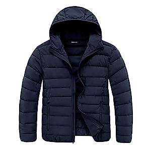 Wantdo Men's Big and Tall Puffer Jacket Long-Sleeve Lightweight Down Jacket Warm Winter Coat Navy 3X-Large Big
