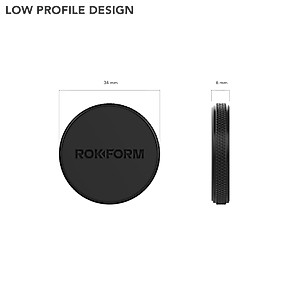 Rokform - Low Pro Magnetic Phone Mount, 1-Inch Phone Magnet for Car, 3M VHB Adhesive Holder Mounts to Almost Any Flat Surface, Compatible with All Cases (Black)