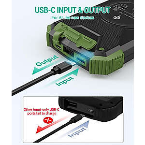 2 Pack 𝙐𝙥𝙜𝙧𝙖𝙙𝙚 Solar Powered Cell Phone Charger with Super-Strong Magnets 10,000mAh Waterproof Bakcup Battery for Camping (Green+Orange)