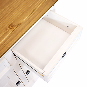 Sunnydaze 31.5-Inch H Kitchen Sideboard Cabinet with 2 Drawers and 2 Doors - Solid Pine Construction with White Finish