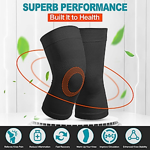 Knee Compression Sleeves, 1 Pair, Can Be Worn Under Pants, 20-30mmHg Strong Support Knee Brace for Unisex, Knee Support for Meniscus Tear, Arthritis, Pain Relief, Injury Recovery, Daily Wear,Black 3XL