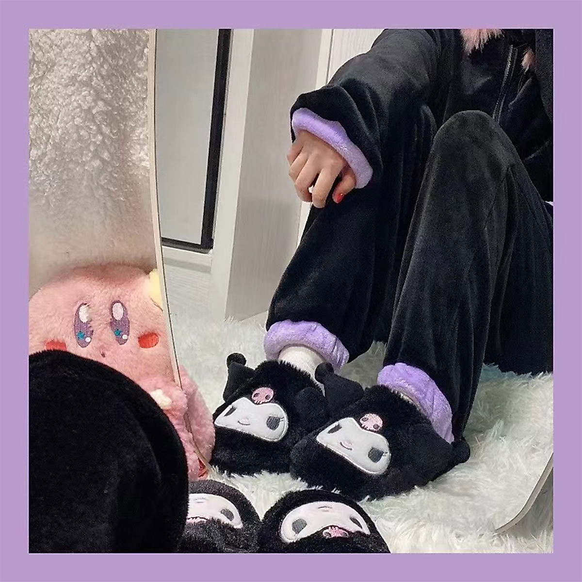 Kawaii Slippers, One Size Fits Most Winter Warm Indoor Bedroom Shoes Women Girls