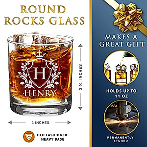 My Personal Memories, Custom Personalized Round Rocks Glass Tumbler - Wedding Party Groomsmen Father's Day - Engraved Monogrammed Drinkware Glassware Barware Etched