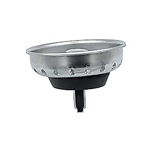 Replacement Kitchen Sink Stainless Steel Basket Strainer with Prong and Rubber Stopper, Universal Fit, 3-1/2 Inch Chrome