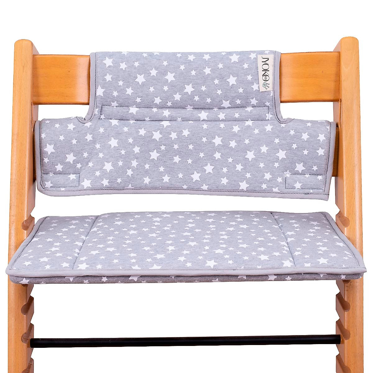 JYOKO Kids Cushion Made Cotton 100% Compatible with Stokke Tripp Trapp high Chair (White Star)