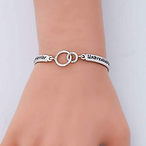 LQRI Multiple Sclerosis Bracelet MS Awareness Gift MS Warrior Unbreakable Bracelet MS Survivor Jewelry Cancer Fighter Gift For Women(silver-MS Warrio)