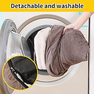 FANTSYPET Dog Bed & Cat Beds, Warming Soft Dog Beds with Blanket Attached, Dog Bed for Small and Medium Dogs, Cozy Donut Dog Bed Plush Hooded Calming Cuddler, Calming Cave Dog Bed, Camel, (23 x 23 in)