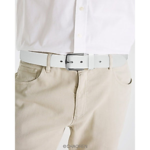 CHAOREN Golf White Belt Men Leather - Mens Belts Casual for Jeans 1 3/8" - Perfect Belt for Daily Use