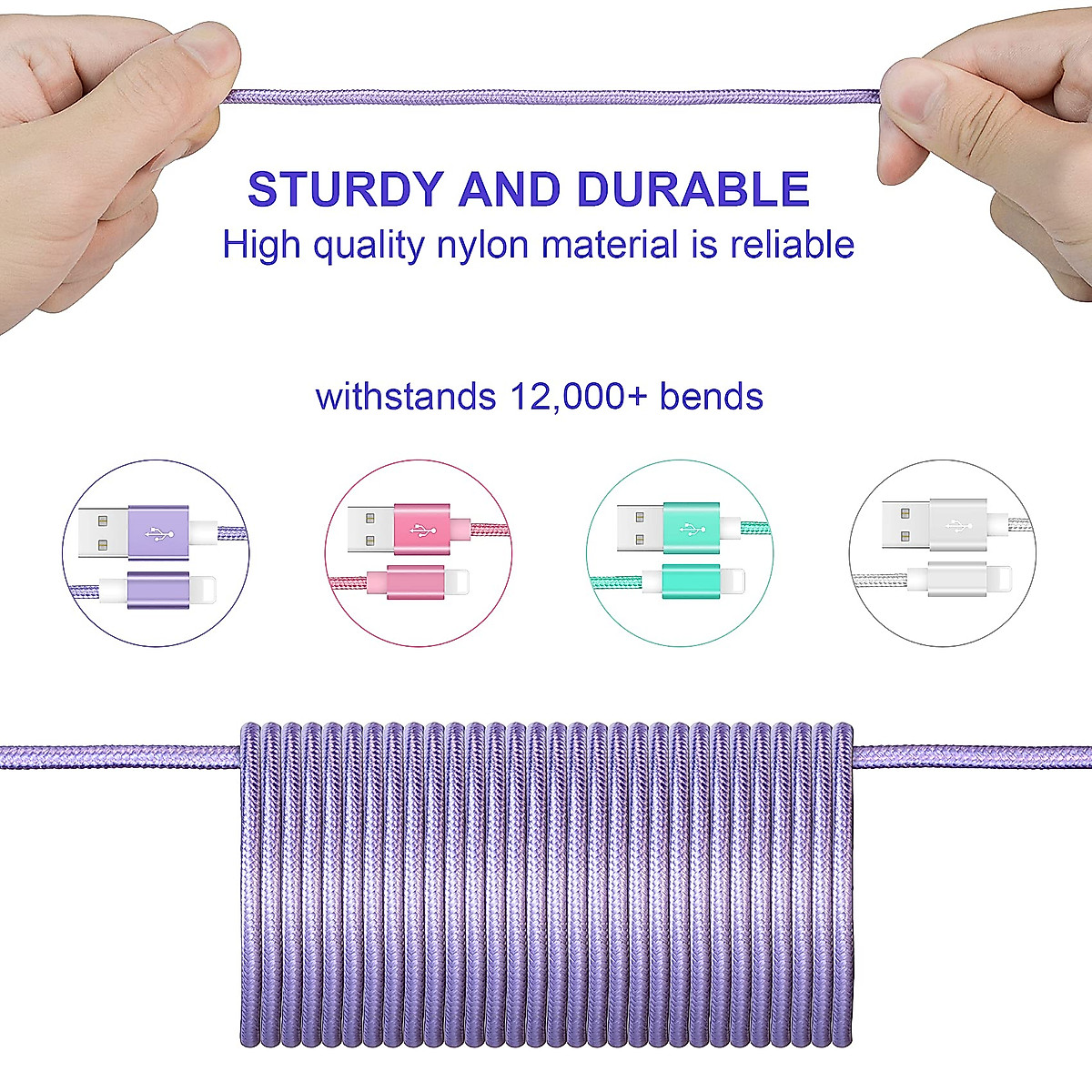 iPhone Charger,【Apple MFi Certifide】 4 Pack iPhone Cord iPhone Charging Cable Nylon Braided Compatible with iPhone 14 13 12 11 Pro Max Xs Xr 8 7