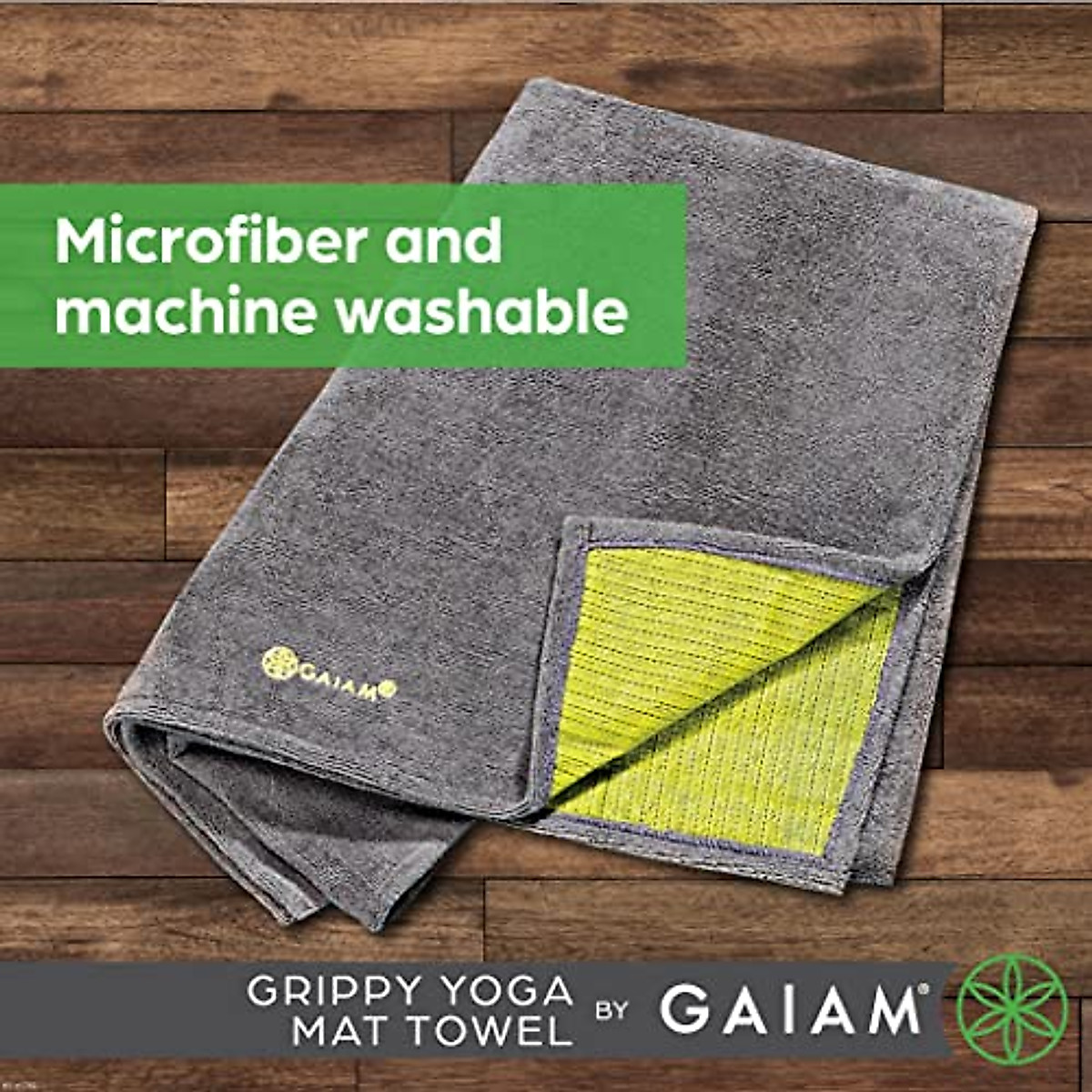 Gaiam Grippy Non Slip Yoga Mat Towel - Fast Drying Towel - Ideal for Hot Yoga - Microfiber and Machine Washable - Grip Backing - Vivid Blue/Fuchsia - 68" L x 24" W
