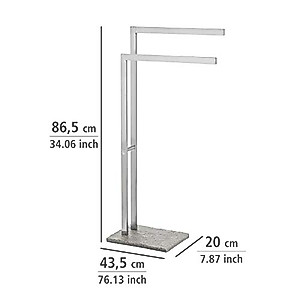 WENKO Granite Hand Towel Holder Stand for Bathroom, Double Tower Racks, Freestanding, 33.86 x 7.87 inch, Satinised