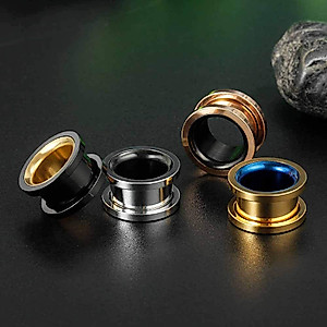 COOEAR Ear Gauges Screw Surgical Steel Plugs, Flesh Stretchers Earrings, Size 2g to 30mm Colorful Tunnels.