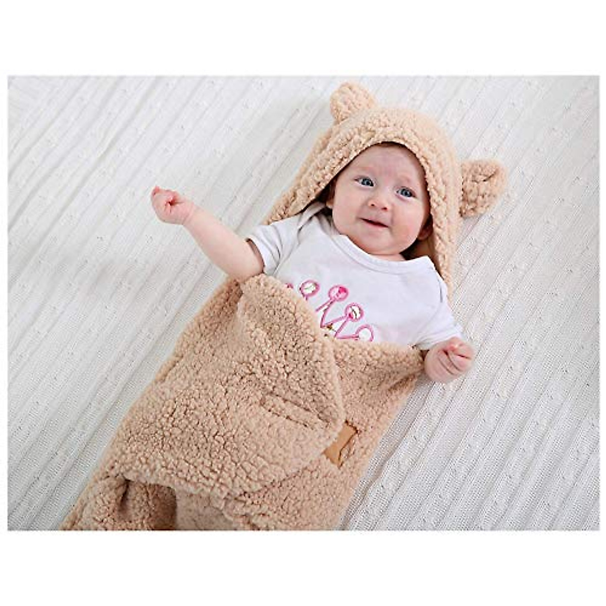 XMWEALTHY Cute Newborn Baby Boys Girls Blankets Plush Swaddle Blankets Brown