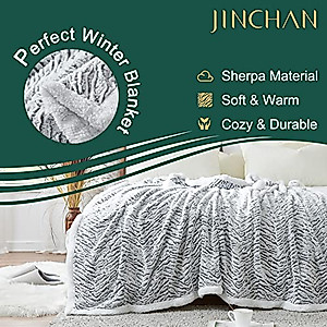 jinchan Wearable Blanket Sherpa Hooded Blanket Couch Throw Blanket Grey Hoodie Blanket Adult Soft Spring Blanket Twin Size Gray Bed Blanket Cozy Gift 50x70 inch