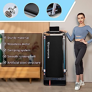 CITYSPORTS Folding Treadmill, Compact Foldable Treadmill, Electric Treadmill 1400W Motorized Running, Folding Treadmill Under Desk Electric Treadmill (Blue&Black)