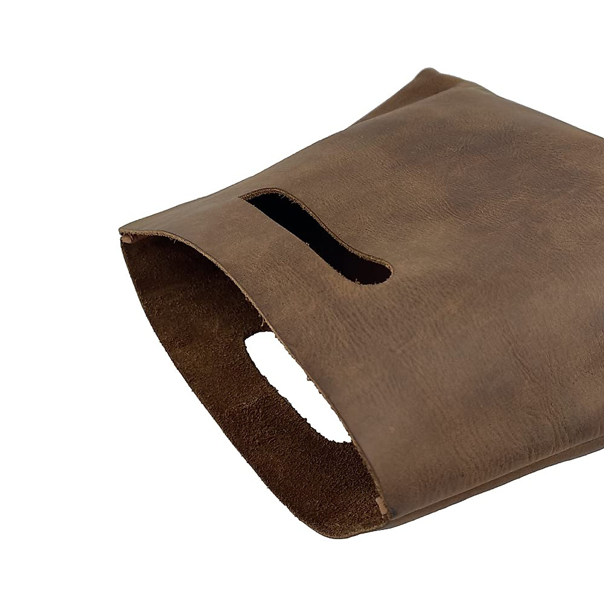 Hide & Drink, Minimalist Handbag for Women, Tote Bag, Rustic Purse, Full Grain Leather and Sheepskin, Handmade, Old Tobacco