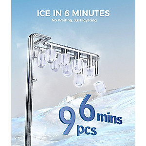 ecozy Countertop Ice Maker, Portable Ice Maker with Self-Cleaning, 9 Bullet Ice Cubes in 6 Mins, 26lbs/24Hrs, Ice Maker Machine with Ice Bags, Handle, Standing Scoop and Basket, Black