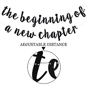The Beginning of a New Chapter Banner, Farewell Party Decorations, 2024 Graduation Banner, Engagement Baby Shower New Home Job Change Party Decorations Black Glitter