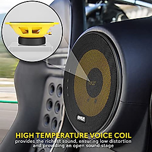 Pyle 2Way Custom Component Speaker System 6.5” 400 Watt Component with Electroplated Plastic Basket, Butyl Rubber Surround & 40 Oz Magnet Structure Wire Installation Hardware Set Included Pyle PLG6C,Yellow