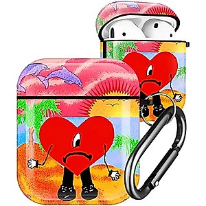 Ulirath Cute Bunny Heart for AirPods1/2 Case Un Verano Sin Ti Cartoon Kawaii Cases for Apple AirPod Air Pods 2nd/1st Cover Cool Fun Funny Unique Design Skin Coves for Girls Girly Boys