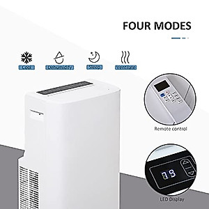 HOMCOM 12000 BTU Portable Air Conditioner with Cooling, Dehumidifier, Ventilating Function, Remote Control, & LED Display, White