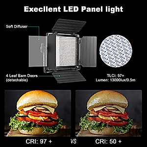 GVM Led Bi-Color Video Lights with APP Function, Variable CCT 2300K-6800K and 10%-100% Brightness with Digital Display for Video Studio Shooting, CRI97+ TLCI97 Led Light Panel +Barndoor