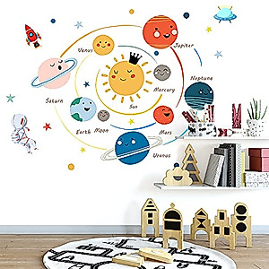 SUNKOO Planets Wall Sticker Solar System Wall Decals Children Wall Décor Removable Art Decor Space Decoration for Boys Girls Bedroom Wall Decals