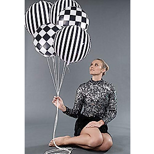 20 Pieces Checkered Racing Car Flag Party Balloons - Racing Car/Dirt Bike/Motocross Themed Party Decorations Supplies Black White Striped and lattice Balloons