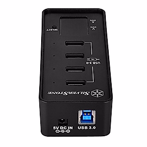 SilverStone Technology Smart Four Port USB 3.0 Hub with Fast Charging & Power LED Meter EP03B (RL-EP03B)