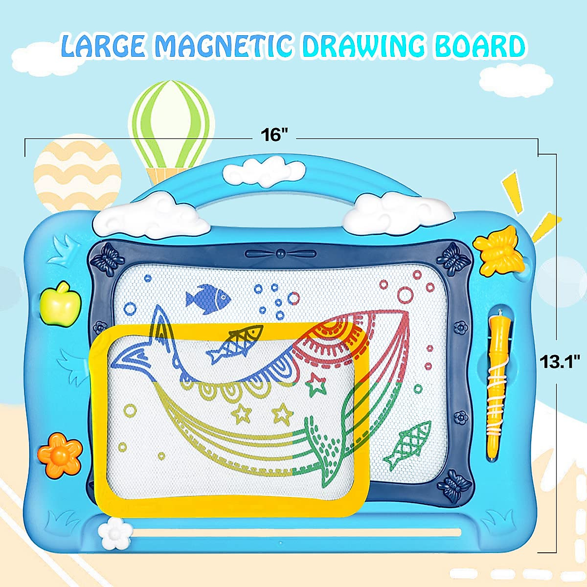 Misscat Toddler Learning Toys for Little Girl Boy, Large Coloring Magnetic Drawing Board Erasable Doodle Sketch Pad with Stampers Cards, Birthday Travel Toys for 3 4 5 6 Years Old Kid