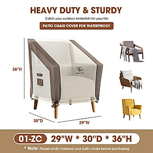 Outdoor Chair Cover, Patio Furniture Chair Cover Waterproof, Heavy Duty Patio Chair Cover fit for Deep Seat Chair, Outdoor Chair【Small, 2 Pack, 29W x 30D x 36H】