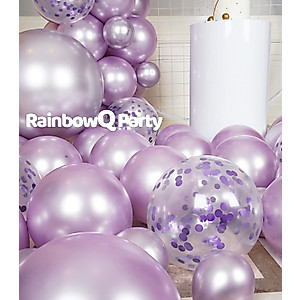 RainbowQ Party 55PCS Metallic Lavender Balloons Different Sizes 18/12/5 Inch Light Purple Shiny Latex Helium Balloons Garland Arch Kit for Anniversary Birthday Party Decorations