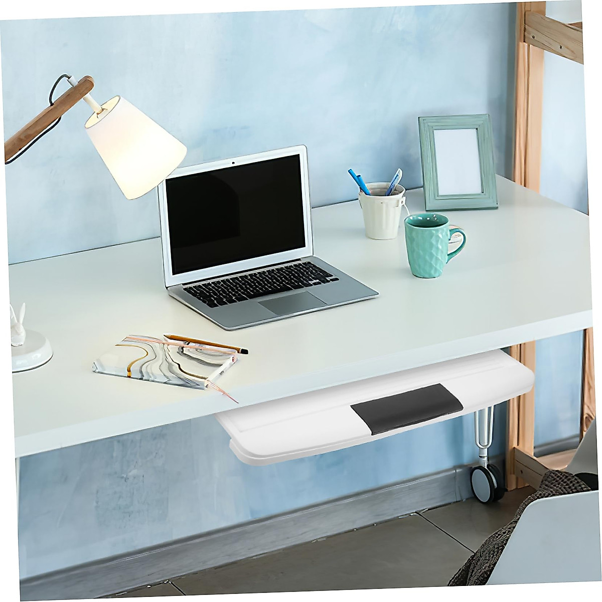 STOBOK Keyboard Tray Under Desk Slide Desk Pp Aluminum Space Saving Out Office Keyboard Stand