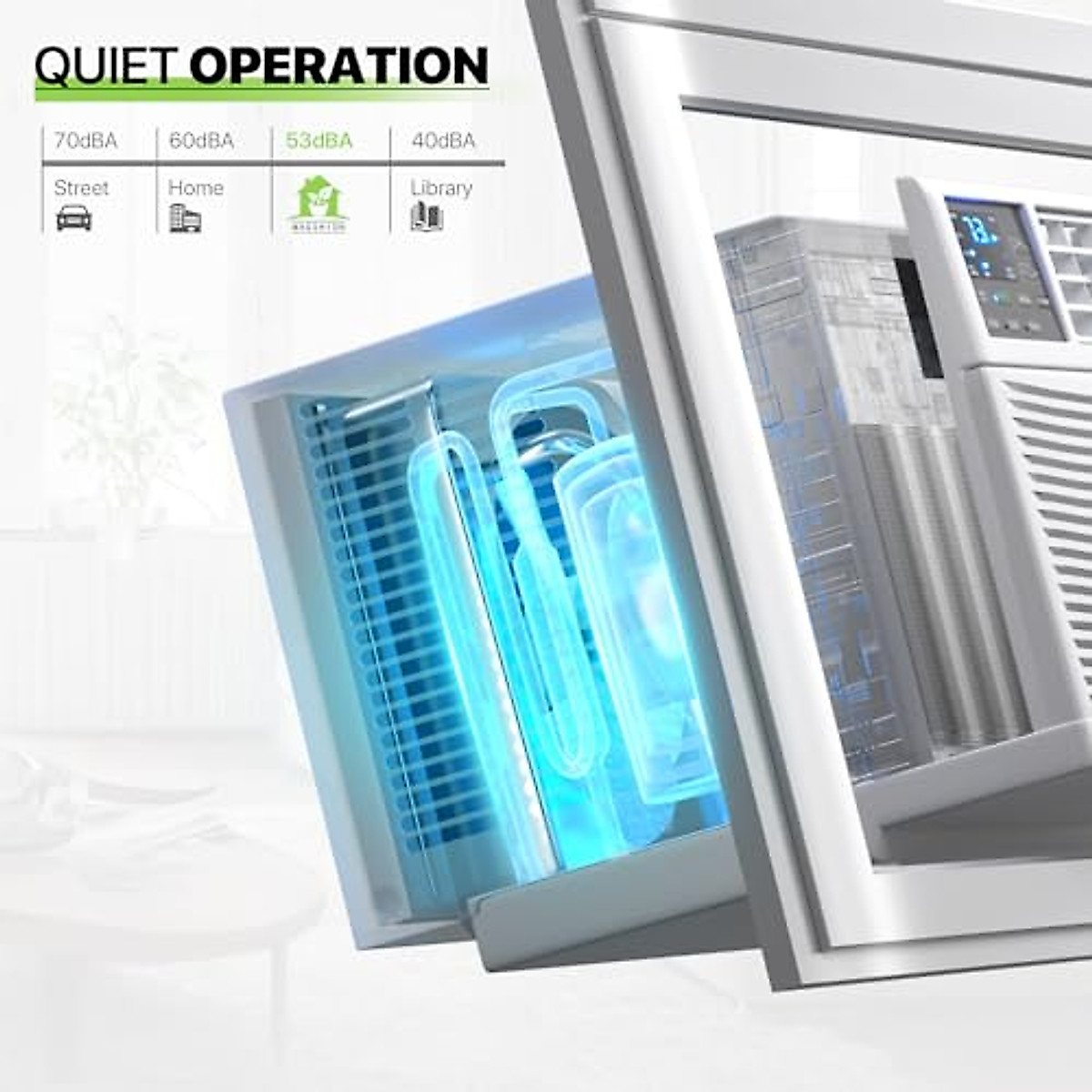 Magshion 8000 BTU Window Air Conditioner with Remote & App Control, 6 Modes – Cool, Dry, Auto-Restart, Fan, Sleep, Cools Rooms up to 350 Sq. Ft., Quiet AC Unit with Easy Install Kit