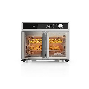 BLACK+DECKER Crisp 'N Bake Air Fryer Toaster Oven Combo, 12 in 1 Countertop Convection Oven Cooks Food Fast, Fits a Whole Pizza or 6 Toast Slices, French Doors with Stainless Steel Finish